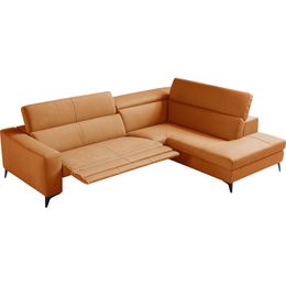 Egoitaliano Ecksofa »Edith, Designsofa mit hohem Sitzkomfort, L-Form« inkl. elektrischer Relaxfunktion und manuell verstellbaren Kopfteilen orange