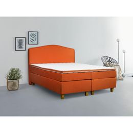 Inosign Boxspringbett »Jalma« Füße aus massiver Birke ; Inkl. Topper orange