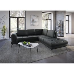 Sit & More SIT&MORE Ecksofa »Bendigo L-Form« inklusive Sitztiefenverstellung, Bodenfreiheit 15 cm, in 2 Fußfarben schwarz