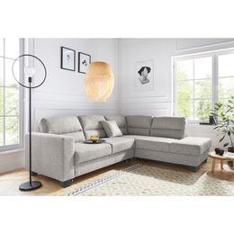 Trendmanufaktur Ecksofa »Chamber, zeitlos und modern, hoher Sitzkomfort, L-Form« wahlweise mit Schlaffunktion quiet grey