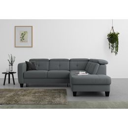 Sit & More SIT&MORE Ecksofa »Belluci L-Form« inklusive Federkern, wahlweise mit Bettfunktion und Bettkasten grau