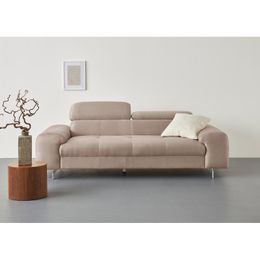 COTTA 3-Sitzer &raquo;Chef&laquo; Big-Sofa mit Kopfteilverstellung, edle Metallkufen braun Luxus-Microfaser (100% Polyester);Softlux -Kunstleder;NaturLEDER (
