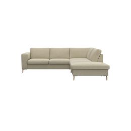 FLEXLUX Ecksofa »Fiore, L-Form« breite Armlehnen, Füße Alu/Eiche, B/T 241/225 cm, Kaltschaum im Sitz Sandy Beige