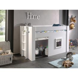Vipack Hochbett &raquo;Noah, ein tolles Budenbett mit hoher Standfestigkeit, wei&szlig; lackiert&laquo; B/H/Tca.214x120x96cm, Leiter rechts/links m&ouml;glich,...