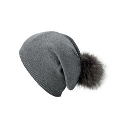Capelli New York Beanie mit Metall-Logo an der Krempe dark grey