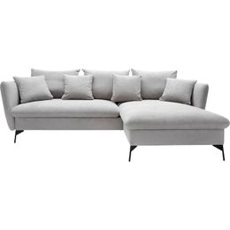 Andas Ecksofa »LIVORNO, 258 cm, L-Form, « Schlaffunktion u. Bettkasten (139/224cm), Samt, Struktur, Webstoff Hellgrau 0