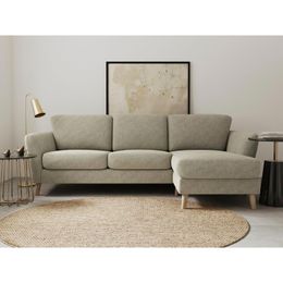 Home Affaire Ecksofa »MARSEILLE (242/152cm), L-Form, Rec. rechts/links« Massivholzbeine Eiche, Landhausstil, Wellenunterfederung beige