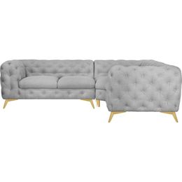 LEONIQUE Chesterfield-Sofa »Ecksofa GLYNIS L-Form mit Wellenunterfederung, Maße B/T/H 264/204/75cm« aufwändige Knopfheftung, moderne Chesterfield...