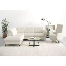 Sit & More SIT&MORE Ecksofa »Grenoble L-Form mit Federkern« wahlweise mit Bettfunktion, Bettkasten, Arm- und Kopfteilverstellung linen