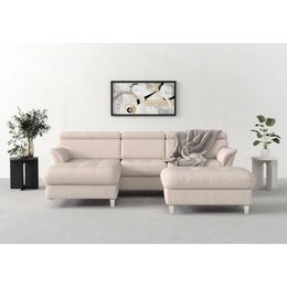 Sit & More SIT&MORE Ecksofa »Marano L-Form« inklusive Kopfteilverstellung, wahlweise mit Bettfunktion, Bettkasten creme