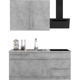 Wiho-K&uuml;chen WIHO K&Uuml;CHEN K&uuml;che &raquo;Chicago&laquo; wahlweise mit E-Ger&auml;ten, Breite 180 cm K&uuml;che: grau + Front: Betonfarben + Korpus: betonfarben + Arbeitsplatte:...
