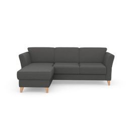 Sit & More SIT&MORE Ecksofa »Visby L-Form« Wahlweise mit Bettfunktion und Bettkasten, frei im Raum stellbar grau