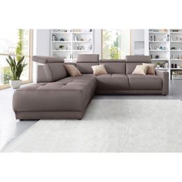 DOMO collection Ecksofa »Ava, moderne Sitzheftung mit toller Doppelnaht, komfortabel, L-Form« mit Ottomane, inkl. Federkern, wahlweise mit...