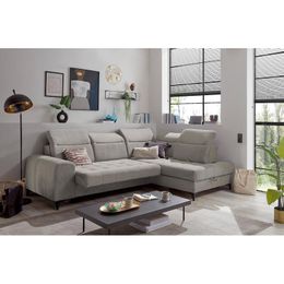 ED EXCITING DESIGN Ecksofa &raquo;Rockdale L-Form mit Bettfunktion, Bettkasten&laquo; Kopfteilverstellung, Sitztiefenverstellung & USB-Port grau 92% Polyester, 8%