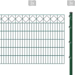 Arvotec Doppelstabmattenzaun &raquo;ESSENTIAL 120 zum Einbetonieren "Karo" mit Zierleiste&laquo; Zaunh&ouml;he 120 cm, Zaunl&auml;nge 2 - 60 m dunkelgr&uuml;n