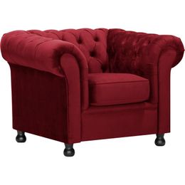Home Affaire Sessel &raquo;Chesterfield Home&laquo; mit edler Knopfheftung und typischen Armlehnen rot Samoptik (100% Polester);Luxus-Microfaser (100% Polyester);