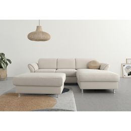 Sit & More sit&more Ecksofa &raquo;Apulia L-Form&laquo; wahlweise Bettfunktion, Bettkasten und Kopf- und Armteilverstellung beige Webstoff (100% Polyester);Struktur weich (