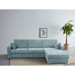 Home Affaire Ecksofa »Roma "L" Dauerschlaffunktion, mit Unterfederung« Matratzenhöhe 14cm, , Liegemaße ca 163x198 cm, L-Form eisblau