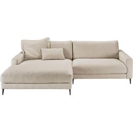 Inosign Ecksofa »Downtown, B/T/H: 272/190/84 cm L-Form« weicher Sitzkomfort auch in Cord und Bouclé, incl. Zierkissen natur