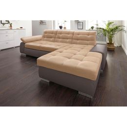 Sit & More SIT&MORE Ecksofa »Ontario L-Form« XXL, wahlweise mit Bettfunktion mokka/cappuccino