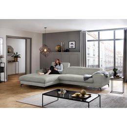 W.Schillig Ecksofa &raquo;piedroo, Designsofa mit tollem Sitzkomfort, L-Form&laquo; Kopfteilverstellung, wahlweise mit Sitztiefenverstellung, Breite 303cm grau 