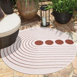 Carpet City Outdoorteppich &raquo;DUO RUG 5739&laquo; rund 5 mm H&ouml;he Wendeteppich Wetterfest In- & Outdoor, Balkon, Terrasse, Wohnzimmer Rot Obermaterial: 100%...