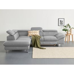 COTTA Ecksofa &raquo;Driver L-Form&laquo; mit Kopfteilverstellung, wahlweise mit Bettfunktion & Bettkasten grau Kunstleder SOFTLUX ;LEDER BEEFY (ein abgedecktes 