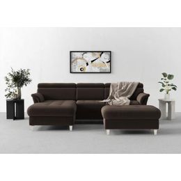 Sit & More sit&more Ecksofa &raquo;Marano L-Form&laquo; inklusive Kopfteilverstellung, wahlweise mit Bettfunktion, Bettkasten braun 98% Polyester, 2% Polyamid