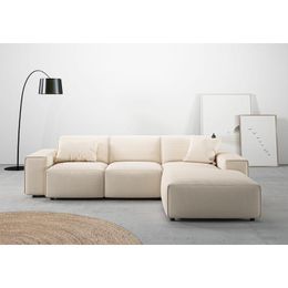 Andas Ecksofa »Glimminge L-Form auch in Breitcord, Feincord + Easy care-Bezug, « Breite 264, Zierkissen natur