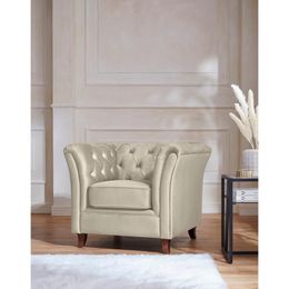 Home Affaire Chesterfield-Sessel &raquo;Reims Cocktailsessel, Sessel&laquo; mit echter Chesterfield-Knopfheftung, hochwertige Verarbeitung beige Samtoptik (100% 