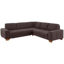 Home Affaire Ecksofa &raquo;Puccini L-Form&laquo; mit Federkern, Sitztiefenverstellung, Kontrastnaht braun Luxus-Microfaser Lederoptik (100% Polyester);Luxus-