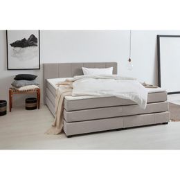 OTTO products Boxspringbett »Peetu« Taschenfederkern-Matratze, in 4 Breiten und 4 Farben, incl. Topper beige