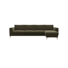FLEXLUX Ecksofa »Fiore, super Sitzkomfort durch Kaltschaum im Sitz, L-Form« breite Armlehnen, Füße Alu+ Eiche Moss Green