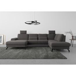 Sit & More sit&more Wohnlandschaft &raquo;Cinturo U-Form&laquo; inklusive Sitztiefenverstellung und Federkern, Sitzh&ouml;he 45 cm grau