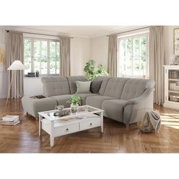 Home Affaire Ecksofa &raquo;Boston L-Form&laquo; Kopfteilverstellung an jeder Sitzfl&auml;che, wahlweise Relaxfunktion beige Struktur (100% Polyester);Luxus-Microfaser
