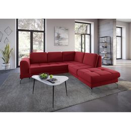 Sit & More SIT&MORE Ecksofa »Bendigo L-Form« inklusive Sitztiefenverstellung, Bodenfreiheit 15 cm, in 2 Fußfarben rot