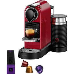 Nespresso Kapselmaschine »XN761B CitiZ & Milk von Krups« inkl. Aeroccino Milchaufschäumer, Willkommenspaket mit 14 Kapseln rot
