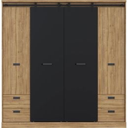 FORTE Kleiderschrank B/H/T ca. 203,2x208,4x61 cm schwarz Spanplatte