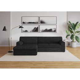 DOMO collection Ecksofa »Topper, elegant und zeitlos, kompaktes Stellmaß 245/155cm, L-Form« mit Recamiere, wahlweise mit Schlaffunktion anthrazit-gr