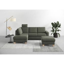 Home Affaire Ecksofa »Summer L-Form« mit Ottomane, wahlweise mit Bettfunktion und Bettkasten, Cord-Bezug olive
