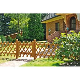 TETZNER & JENTZSCH TETZNER & JENTZSCH Gartenzaun &raquo;J&auml;gerzaun Jefferson 1&laquo; 80 cm hoch, 4 Elemente + 1 T&uuml;r f&uuml;r 11 Meter Zaun, mit 6 Pfosten braun