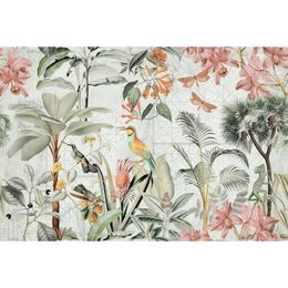 Livingwalls LIVING WALLS Fototapete »ARTist Tropical Paradise« Vlies, Wand, Schräge creme/grün/orange B/L: 4 m m x 2,7 m m