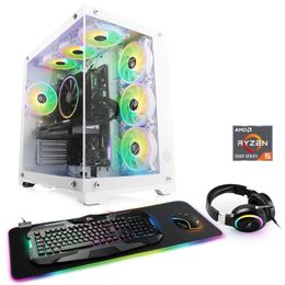 CSL Gaming-PC »Aerion A56340 Advanced Edition« weiß Inkl. Maus, Tastatur, Headset & Mauspad, AC WLAN 867 MBit/s: Komplettes Set für sofortigen...