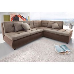 TRENDS BY HG Ecksofa »Pool L-Form« wahlweise mit Bettfunktion, frei im Raum stellbar braun/beige