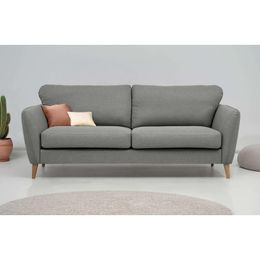 Home Affaire 3-Sitzer »MARSEILLE 3er Sofa 206 cm, Cord, Flachgewebe, Struktur, Webstoff« Massivholzbeine Eiche, Landhausstil, Wellenunterfederung grey