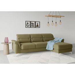 Sit & More SIT&MORE Ecksofa »Sinatra L-Form« mit Recamiere, optinal mit Kopfteilverstellung und Armteilfunktion olive