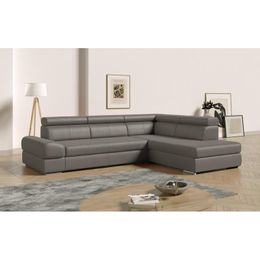 Sit & More SIT&MORE Ecksofa »Broadway L-Form« mit verstellbaren Kopfteilen, wahlweise mit Bettfunktion grau/grau