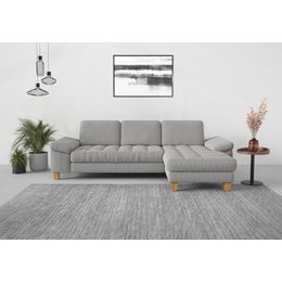 Sit & More SIT&MORE Ecksofa »Westham L-Form« mit Recamiere, mit oder ohne Bettfunktion, Bettkasten, Füße Eiche silver