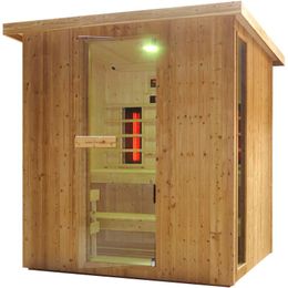 Sanotechnik Sauna »»LAHTI« Außensauna mit Infrarotkabine« geeignet für 6 Personen, Fichetnholz Holz