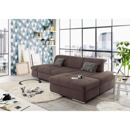 SET ONE BY Musterring Ecksofa &raquo;SO4100 V&laquo; mit verstellbaren Kopfteilen, wahlweise mit Funktionen, Cord-Bezug nuss